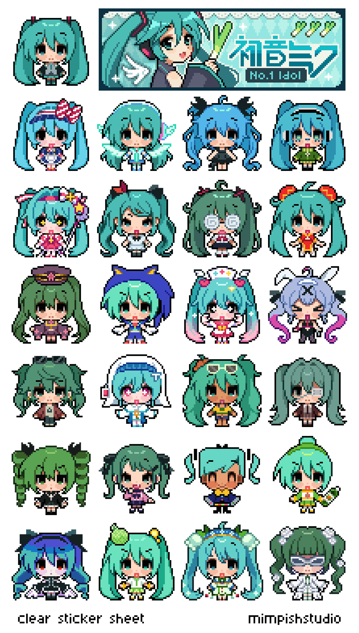 mini miku sticker sheet – Mimpish Studio